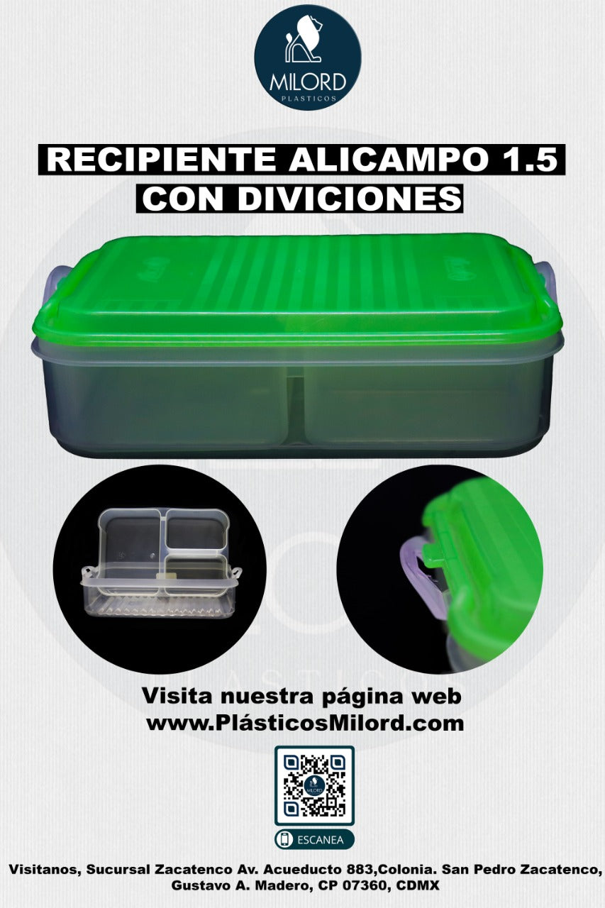 RECIPIENTE ALICAMPO 1.5 CON DIVISIONES – Milord Plásticos